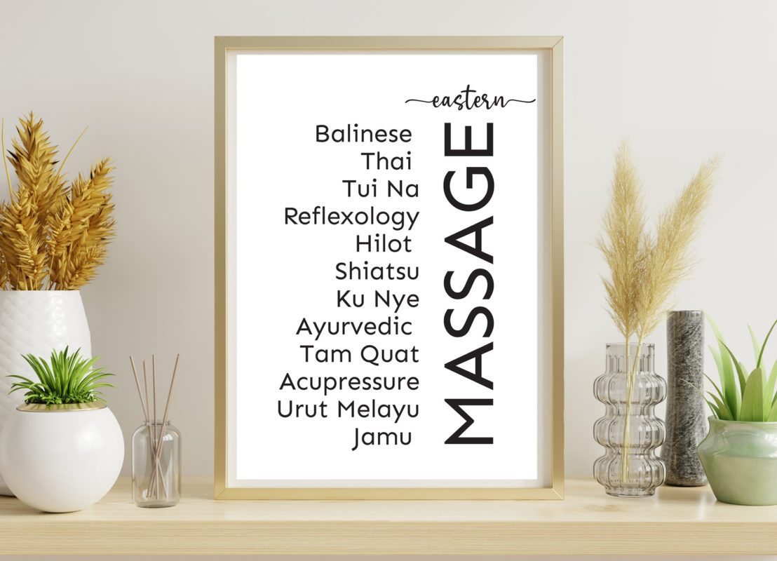 Types Of Eastern Massage Techniques Spa Salon Wall Decoration Art Print ...