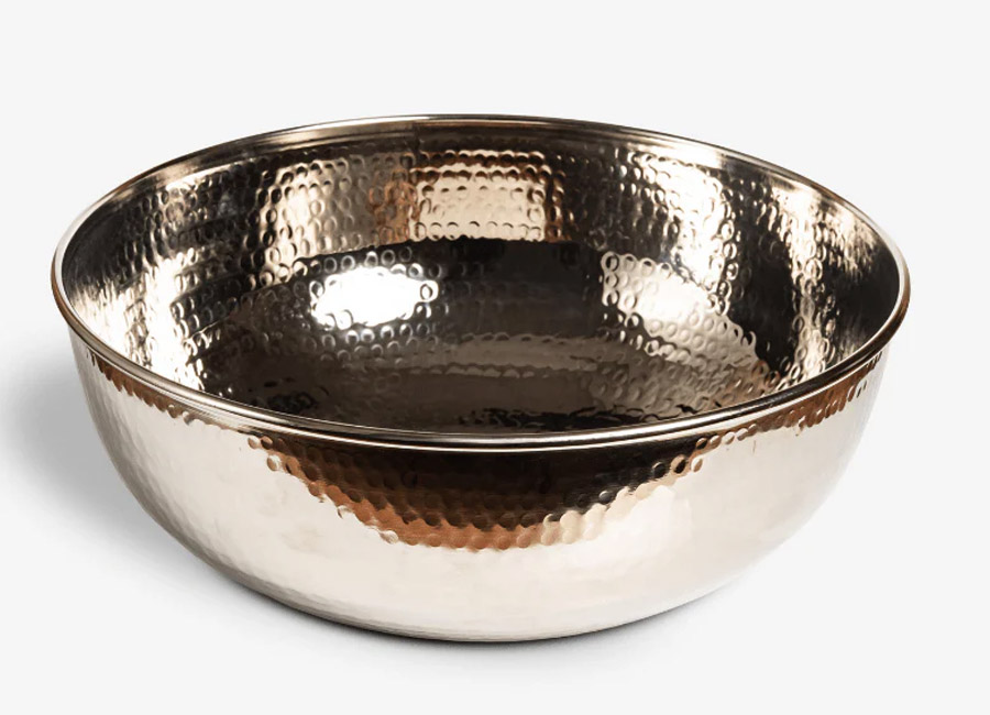 Handcrafted Hammered Copper Foot Soak Bowl – Ayurvedic Silver Spa Basin