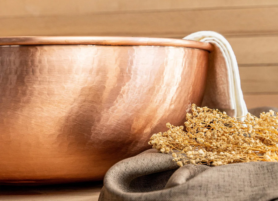 Handmade Matte Copper Foot Soaking Bowl – Solid Copper Spa Basin