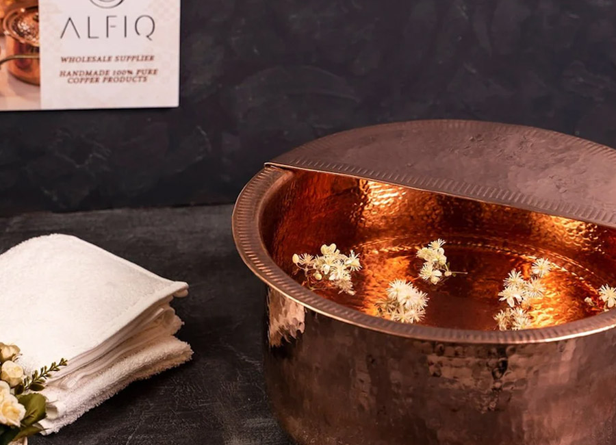 Premium Handmade Copper Foot Bath With Footrest – Luxury Spa Soaking Basin