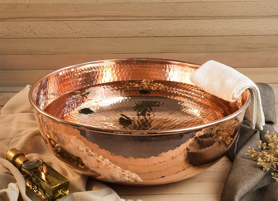Handmade Solid Copper Foot Soaking Bowl – Luxury Home Spa Pedicure Basin